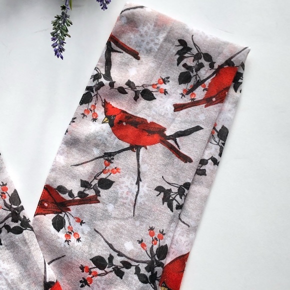 Holiday Time | Accessories | Red Cardinal Printed Infinity Scarf One ...